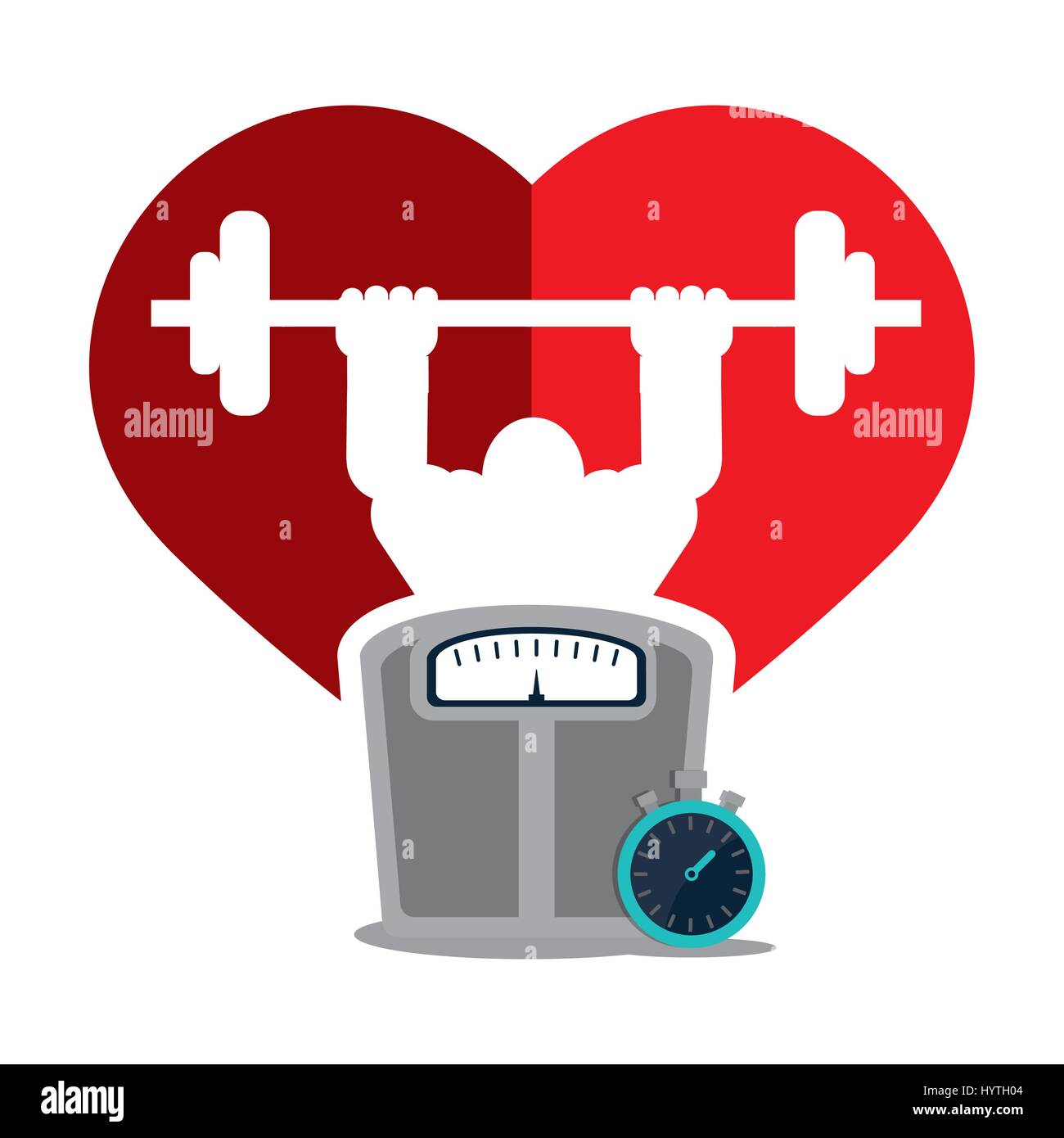 bodybuilder fitness heart weight scale chronometer Stock Vector Image ...