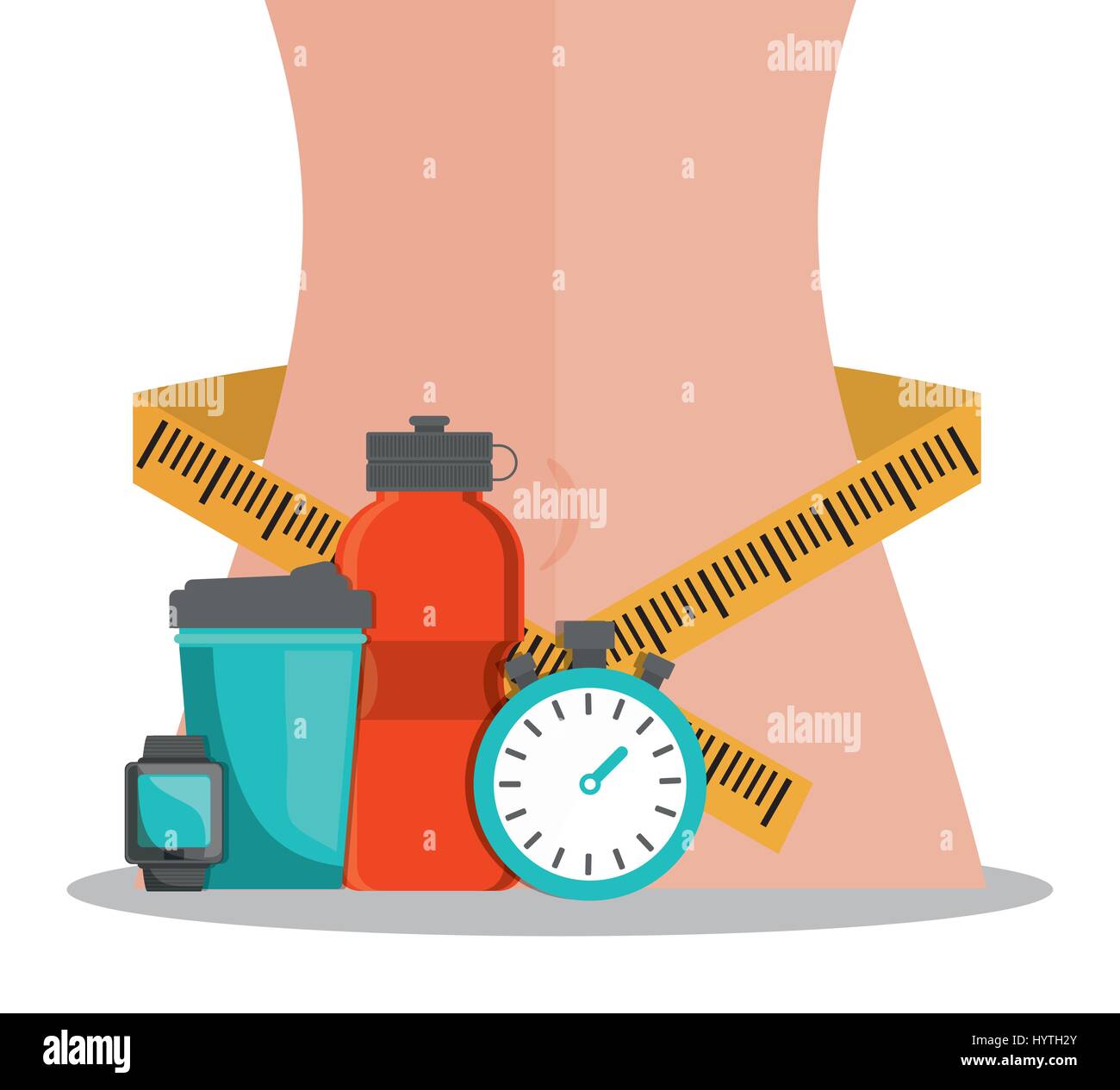 Woman measuring waist tape measure Stock Vector Images - Alamy