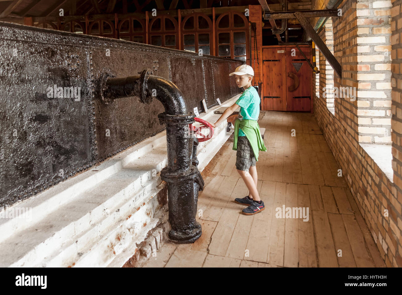 Boy visiting Old Salt Works museum in Ciechocinek, Poland Stock Photo ...