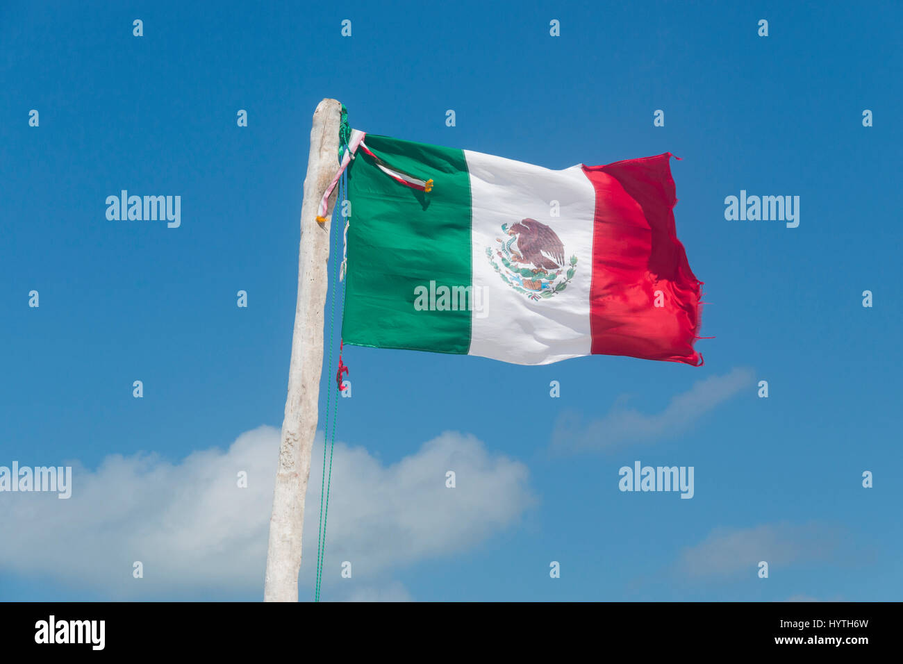 Mexican flag on beach, caribbean sea Stock Photo - Alamy
