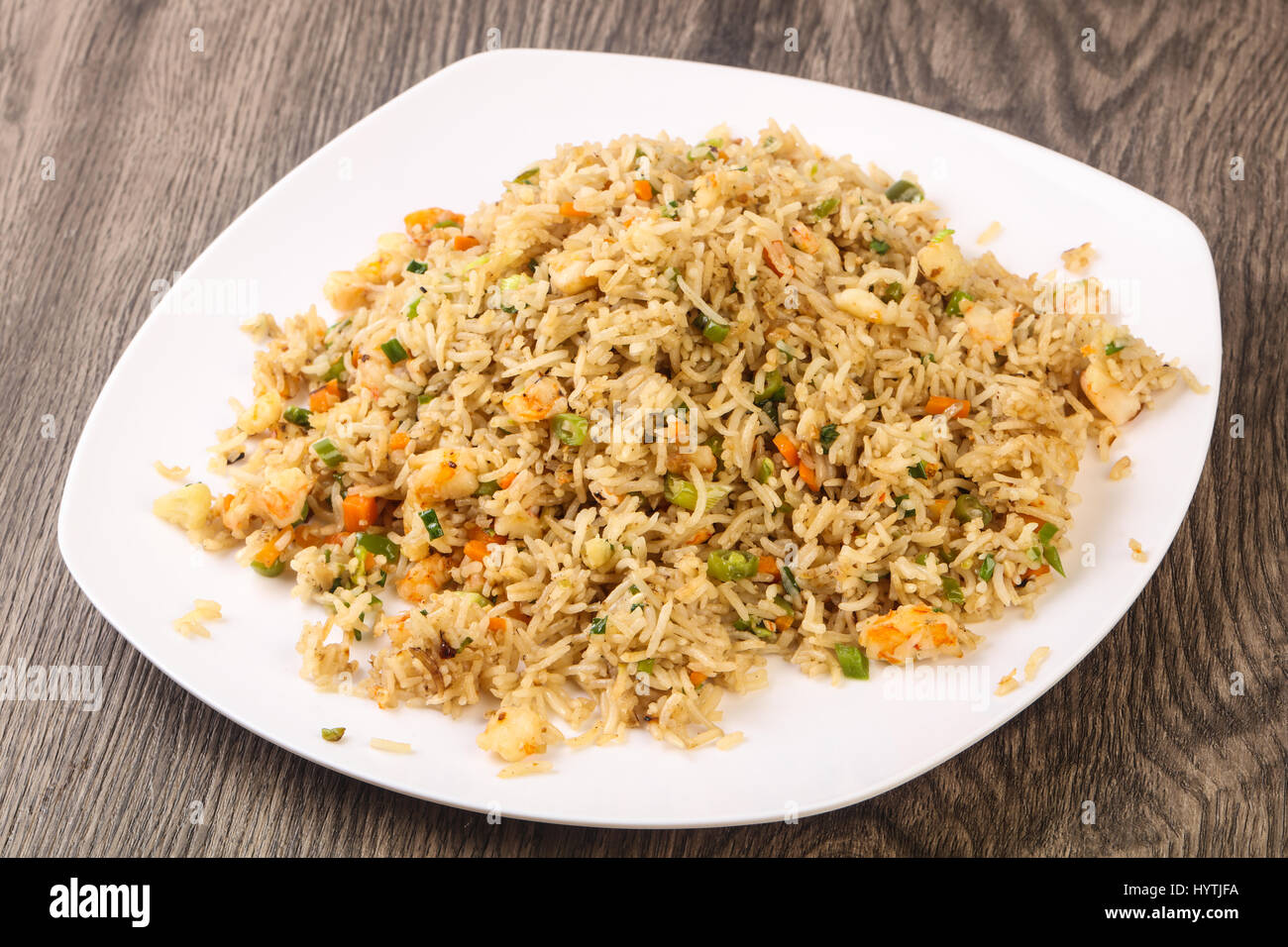 Indian traditional cuisine - Fried rice with prawn Stock Photo - Alamy