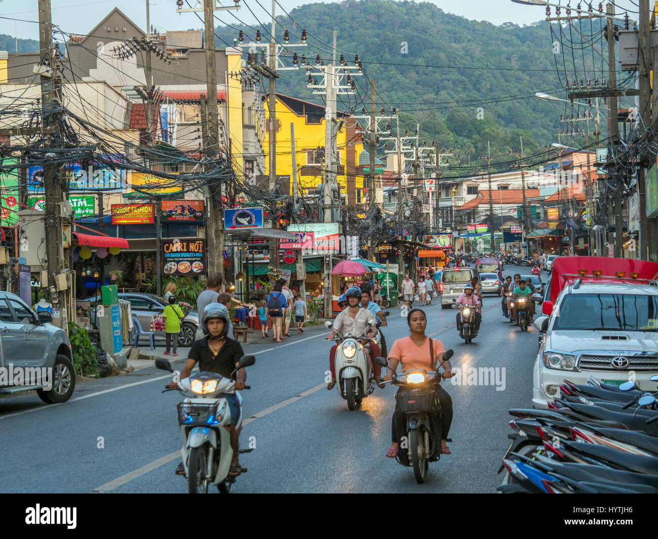 General scene in the town of Karon beach in Phuket, Thailand. 08-Mar ...