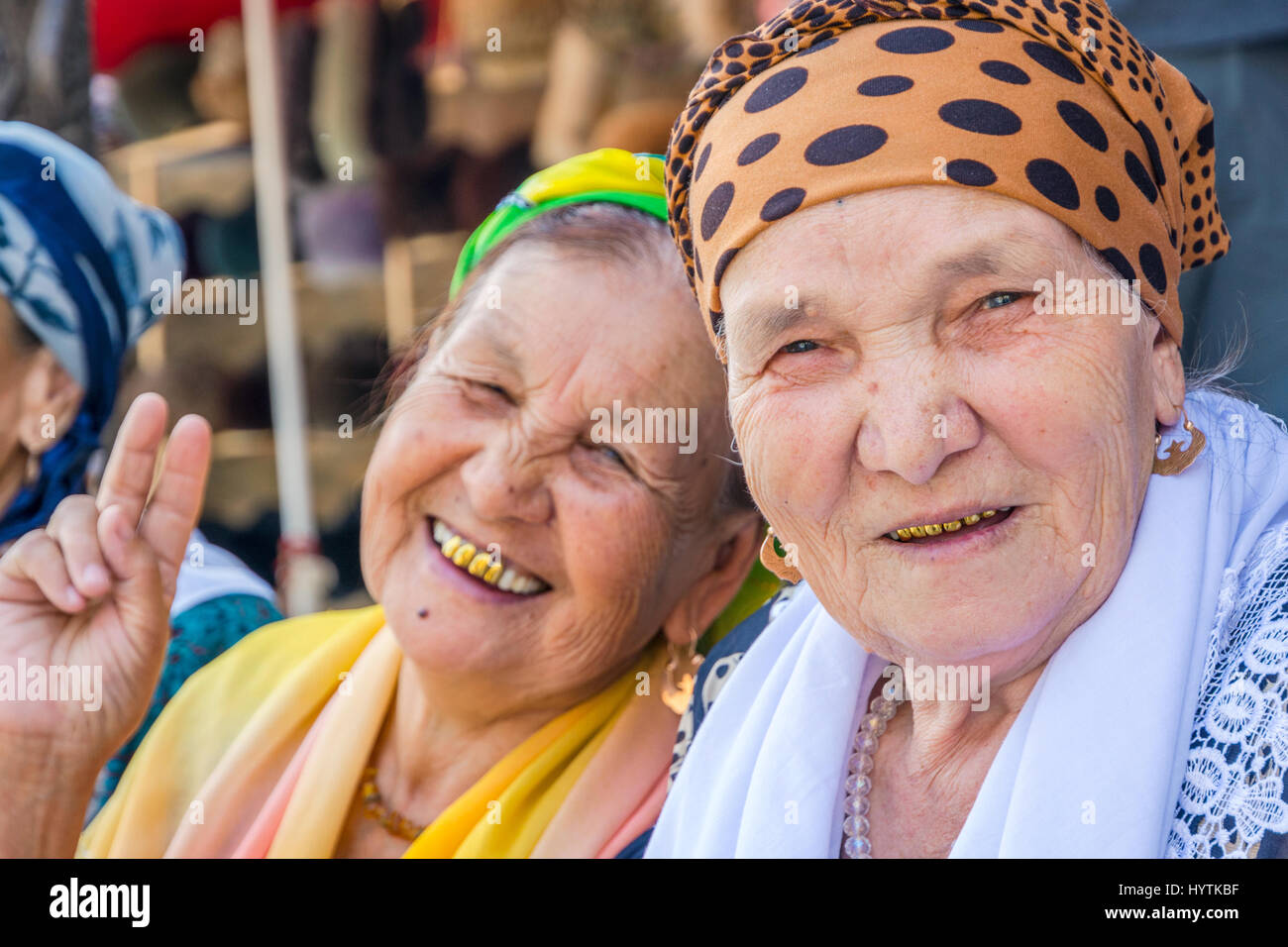 KHIVA, UZBEKISTAN - SEPTEMBER 7: Senior Uzbek women dressed in ...