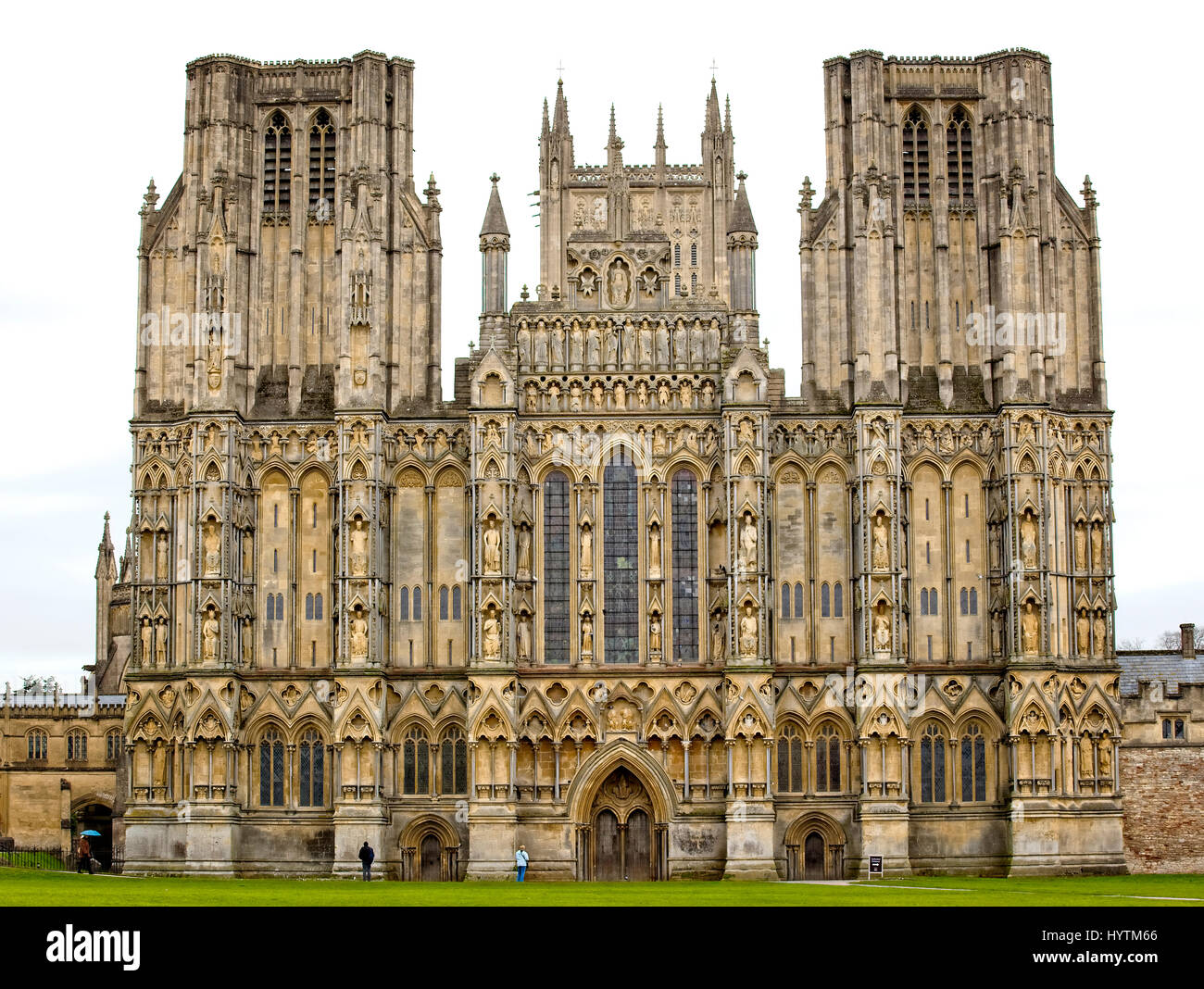 The facade of the City of Wells Cathedral, Wells, Somerset, England, UK ...