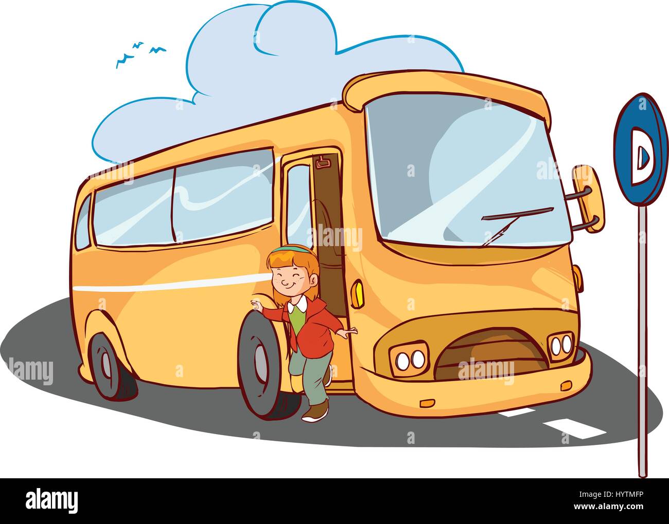 vector illustration of a the girl in the bus Stock Vector Image & Art ...