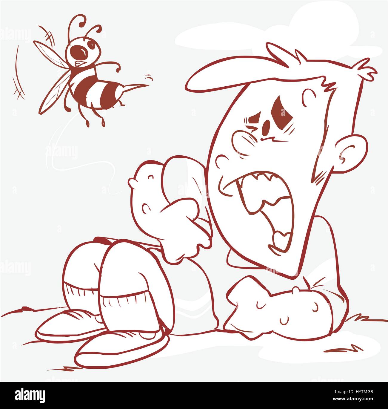 vector illustration of a children stung by bees Stock Vector Image ...