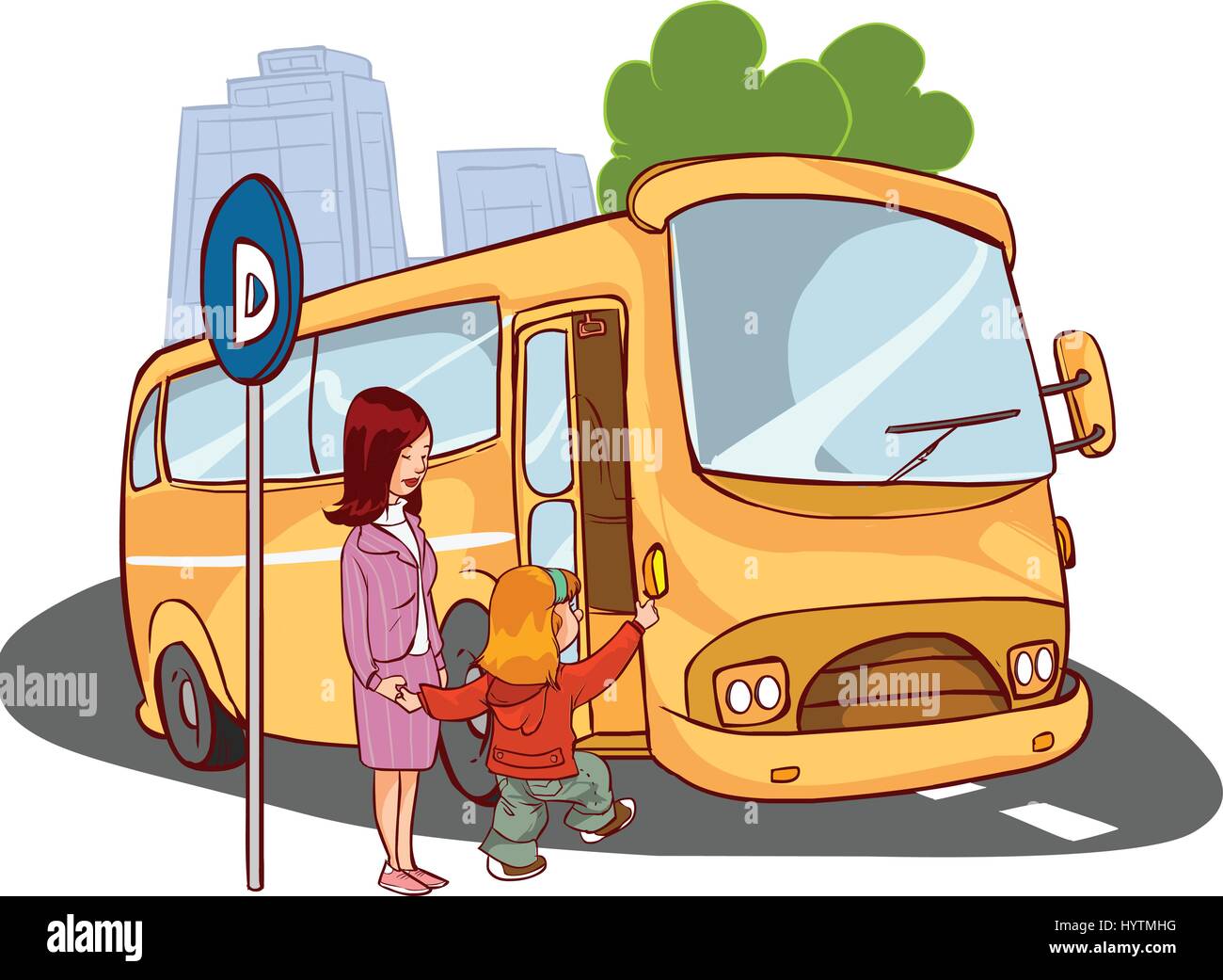 Women at bus stop Stock Vector Images - Alamy