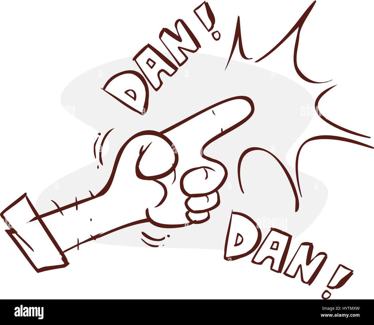 Human hand making a gun gesture. Conceptual stylish illustration Stock ...