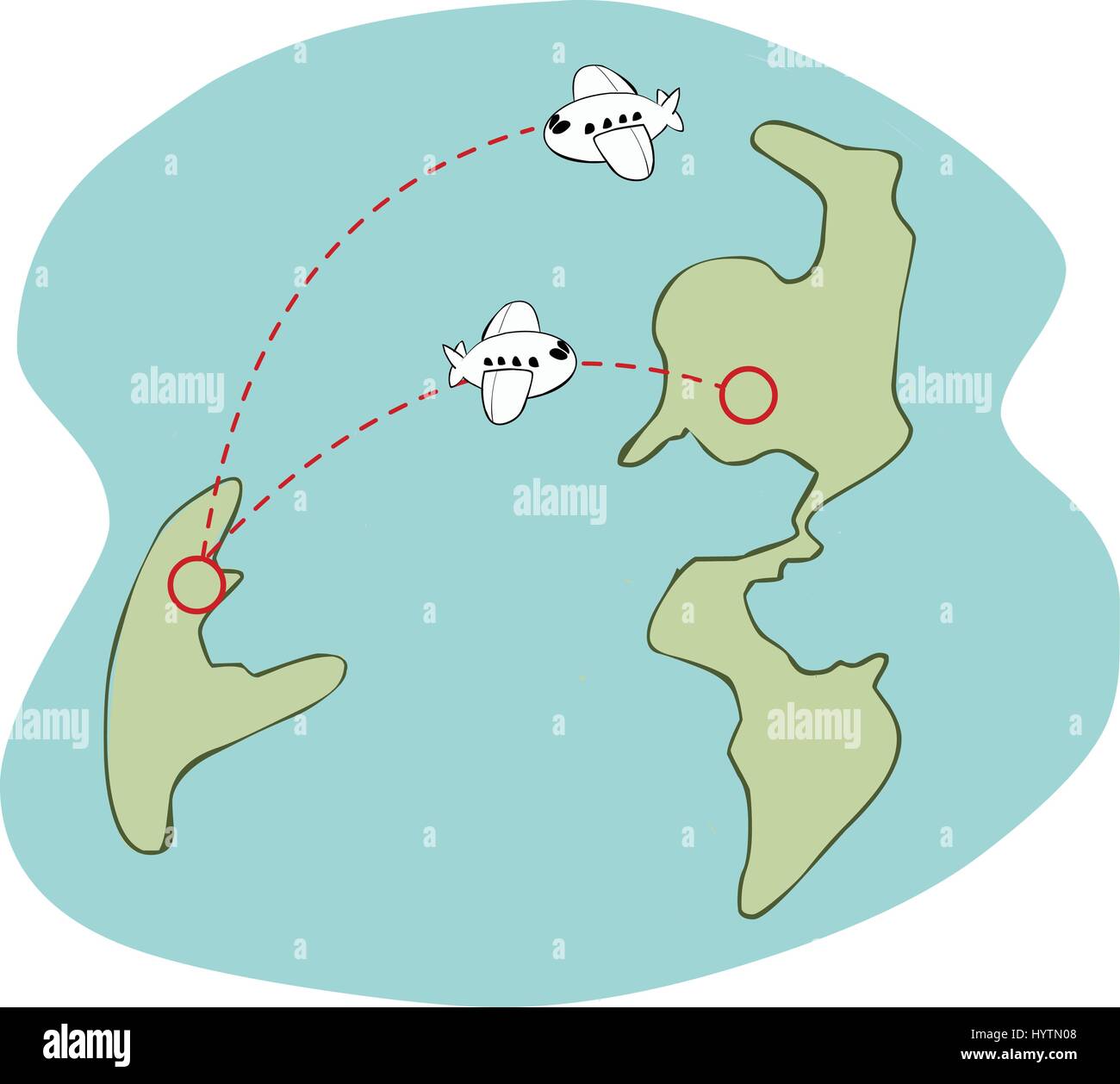 vector illustration of a travel route on the map Stock Vector Image ...