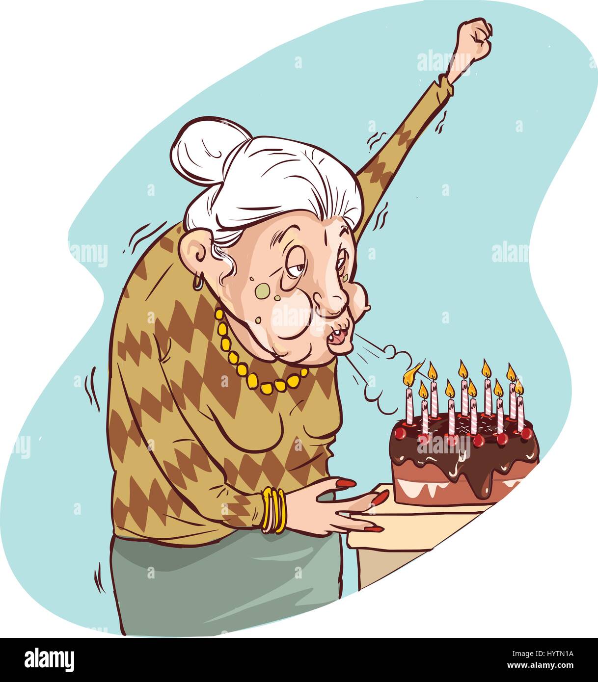 Old Woman Birthday Cartoon