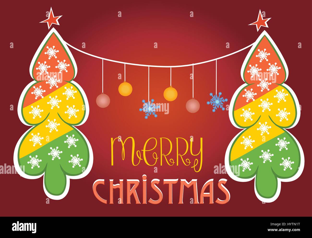 Merry Christmas lettering on green background, vector illustration ...