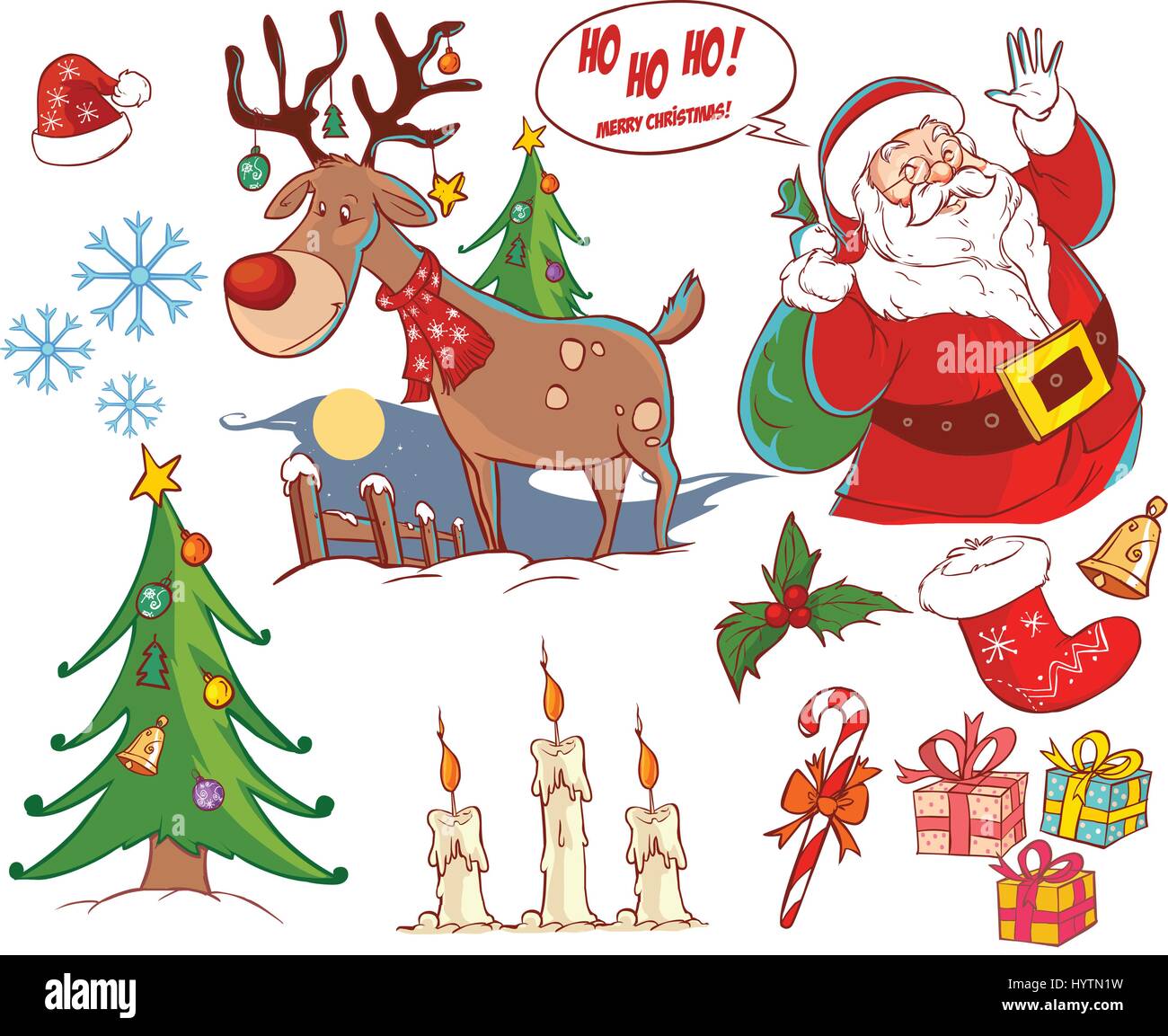 Christmas gifts tree candles Stock Vector Images - Alamy