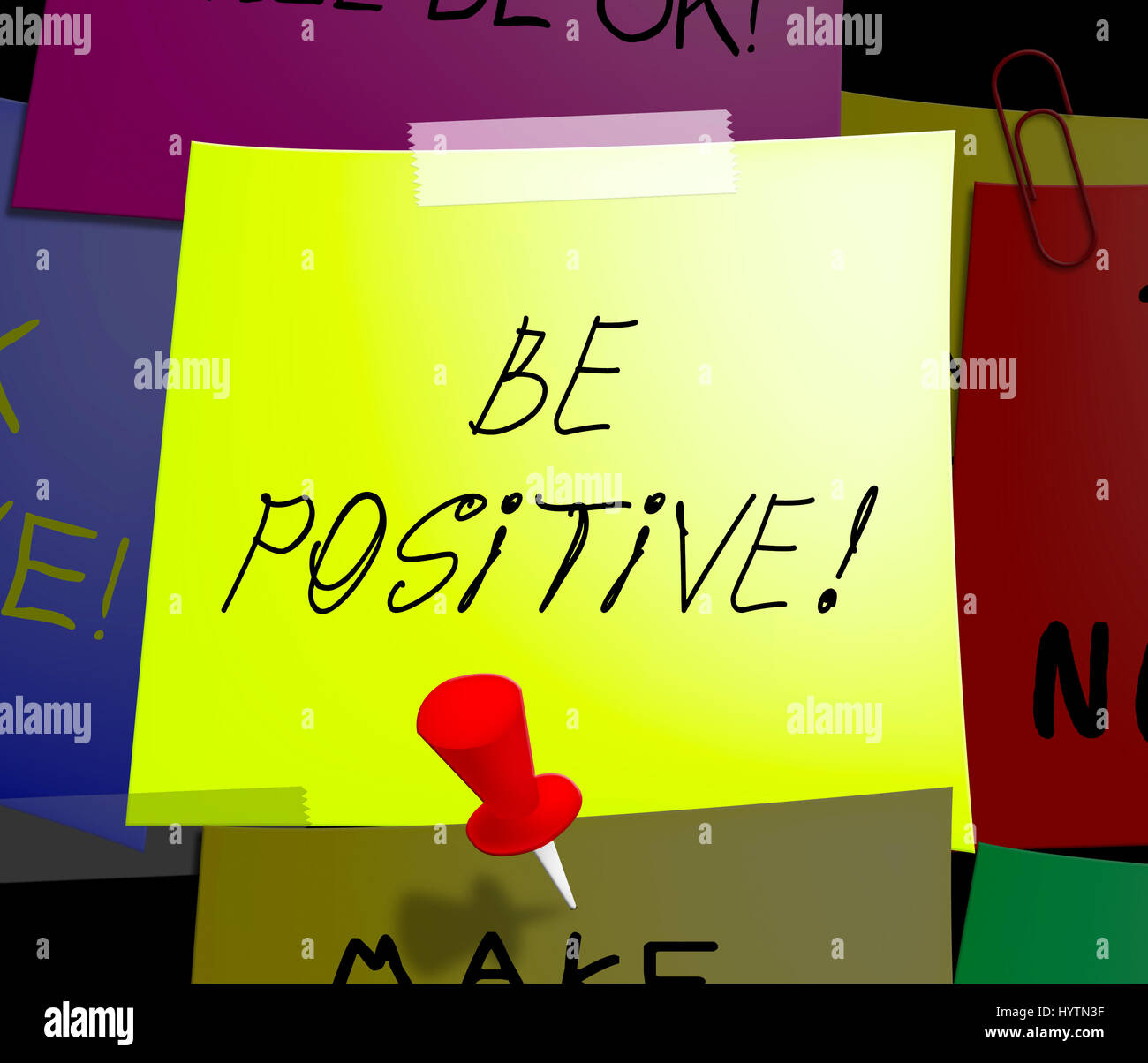 Be Positive Note Displays Optimist Mindset 3d Illustration Stock Photo ...