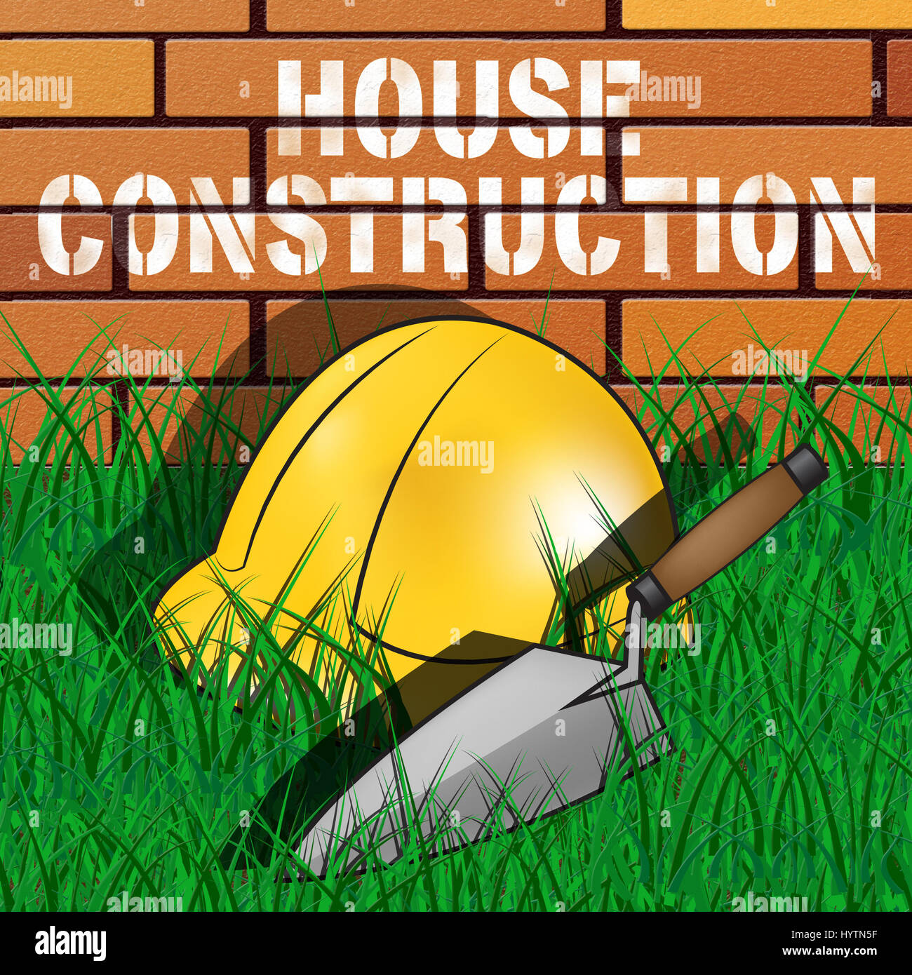 House Construction Builders Hat Represents Home Building 3d ...