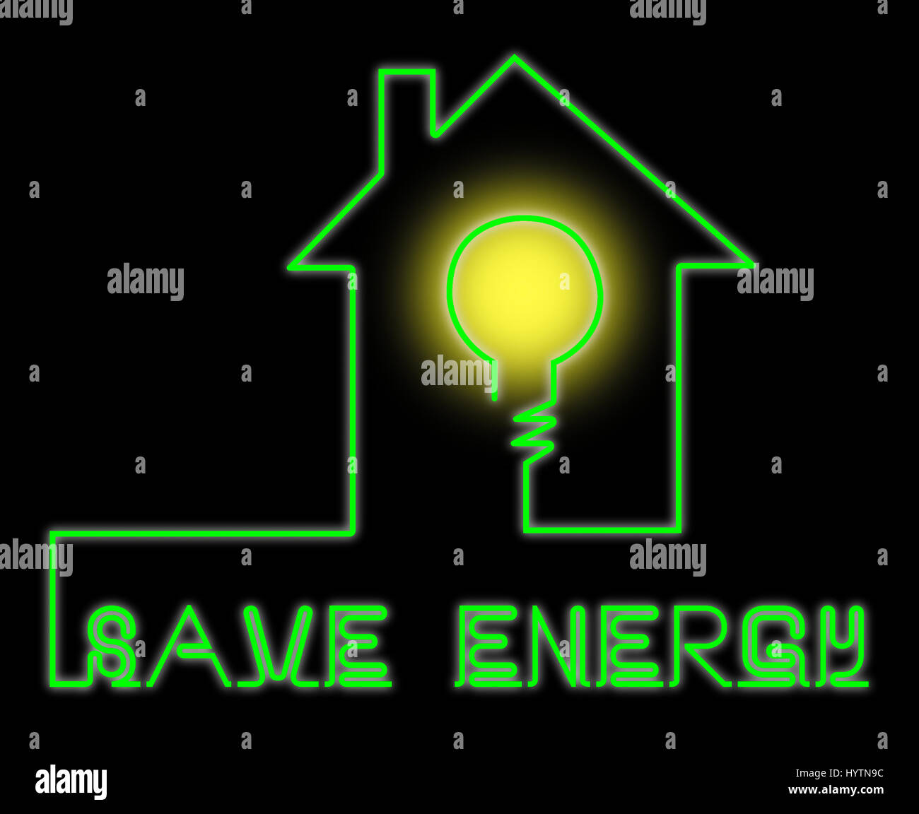 Save Energy Bulb Showing Reduce Electric 3d Illustration Stock Photo ...