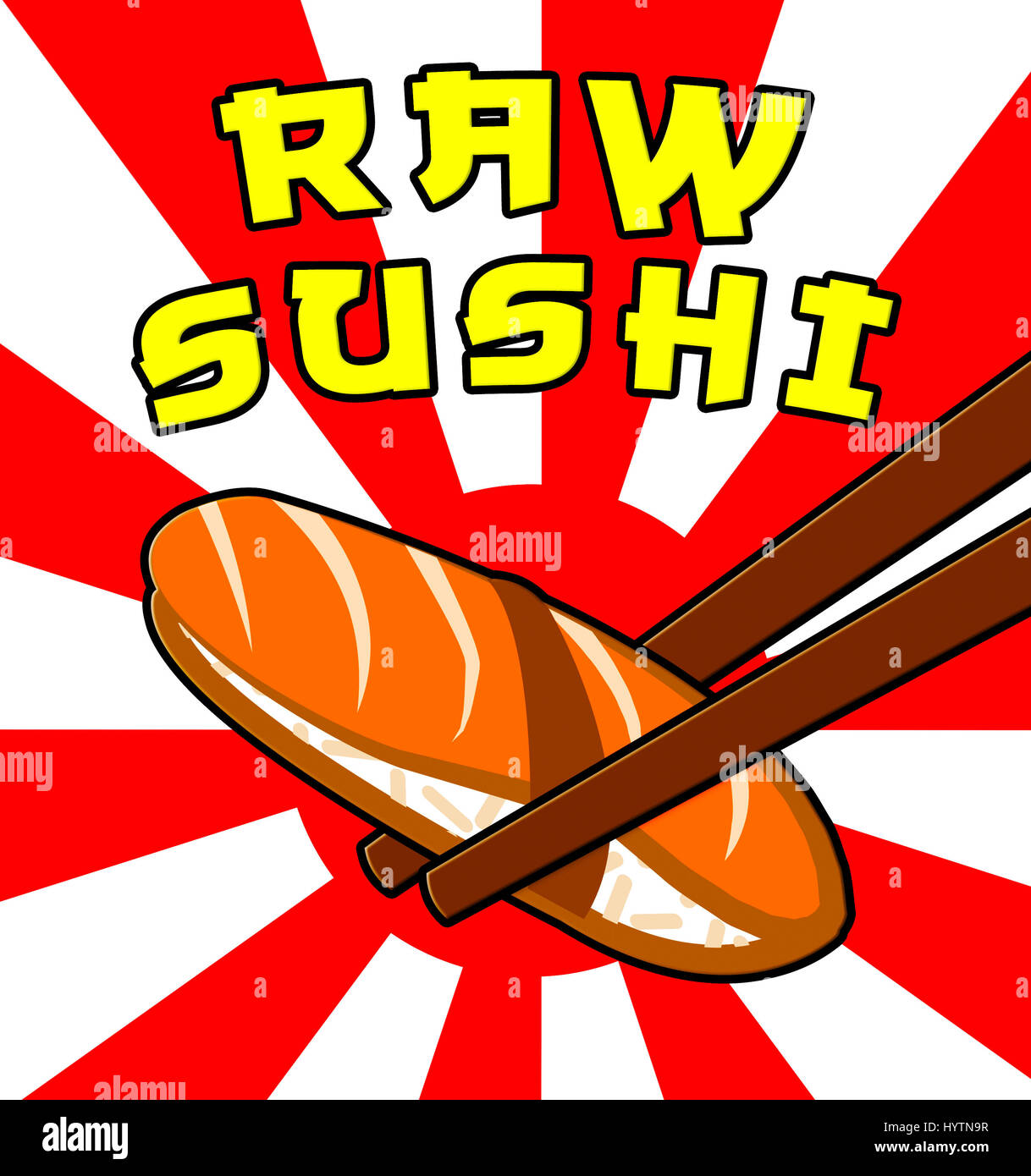 Raw Sushi Showing Japan Cuisine 3d Illustration Stock Photo - Alamy