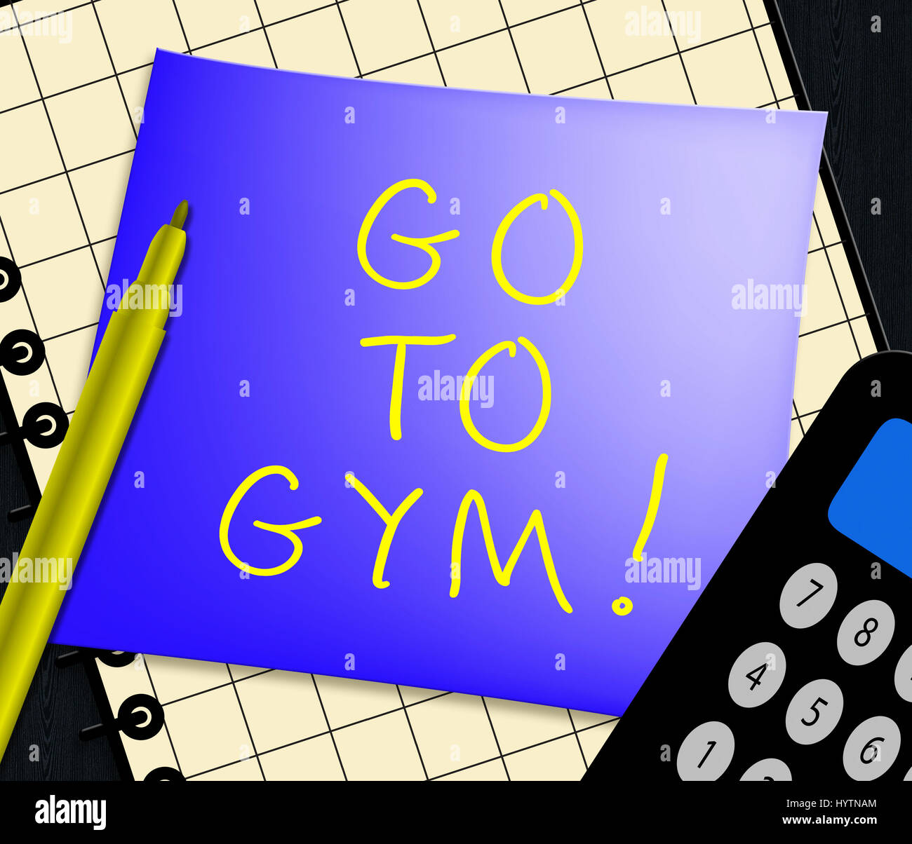 Go To Gym Displays Note Working Out 3d Illustration Stock Photo - Alamy
