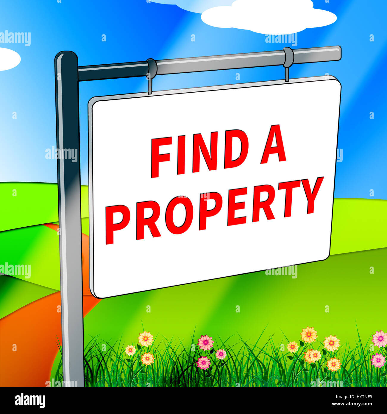 Find A Property Showing Home Search 3d Illustration Stock Photo - Alamy