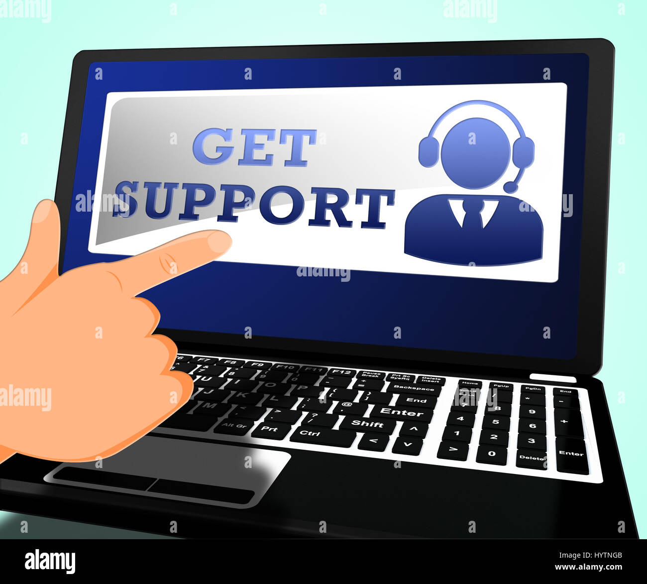 Get Support Laptop Showing Online Assistance 3d Illustration Stock ...