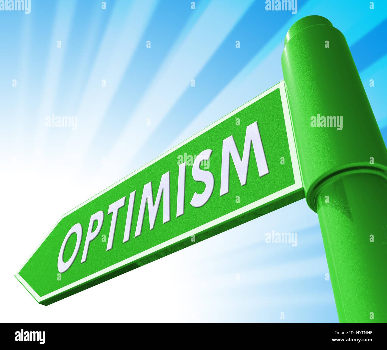 Optimism Road Sign Showing Optimist Mindset 3d Illustration Stock Photo ...
