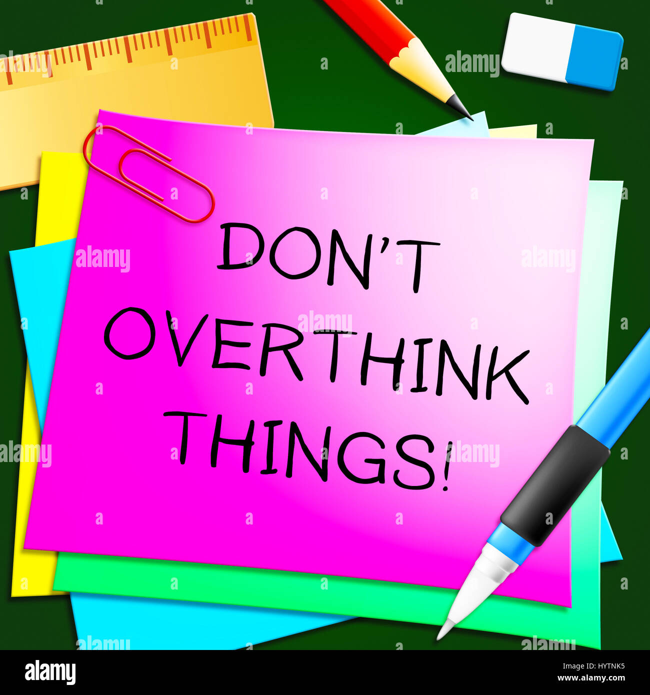Don't Overthink Things Note Represents Too Much 3d Illustration Stock ...