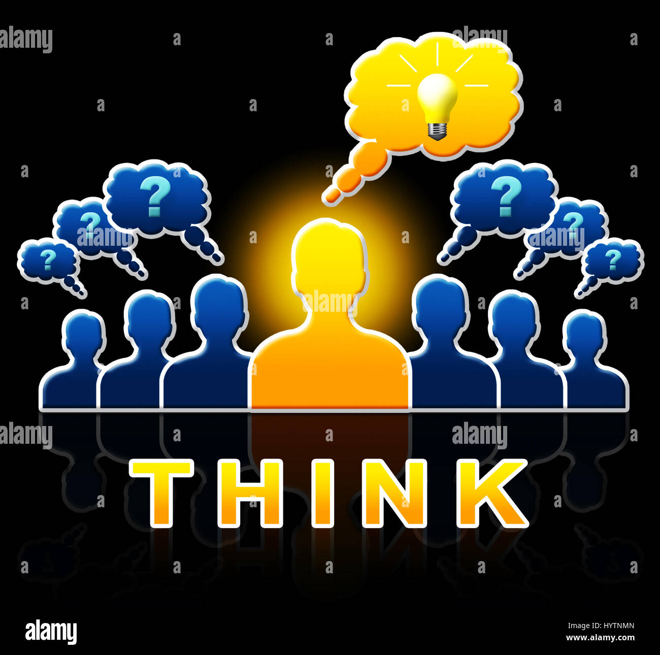 Think People Representing Idea Reflection And Consider 3d Illustration ...