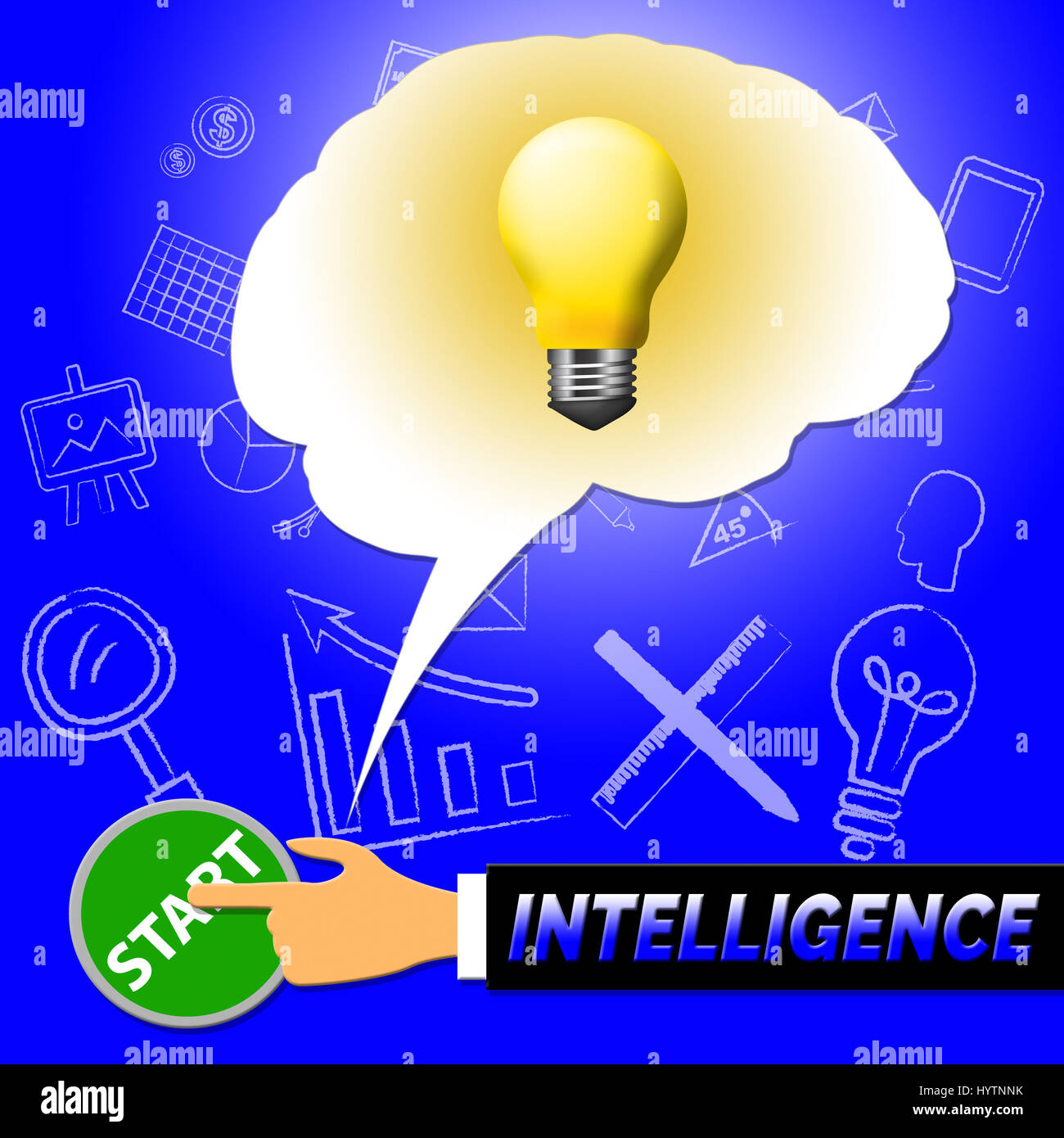 Intelligence Light Representing Intellectual Capacity 3d Illustration ...