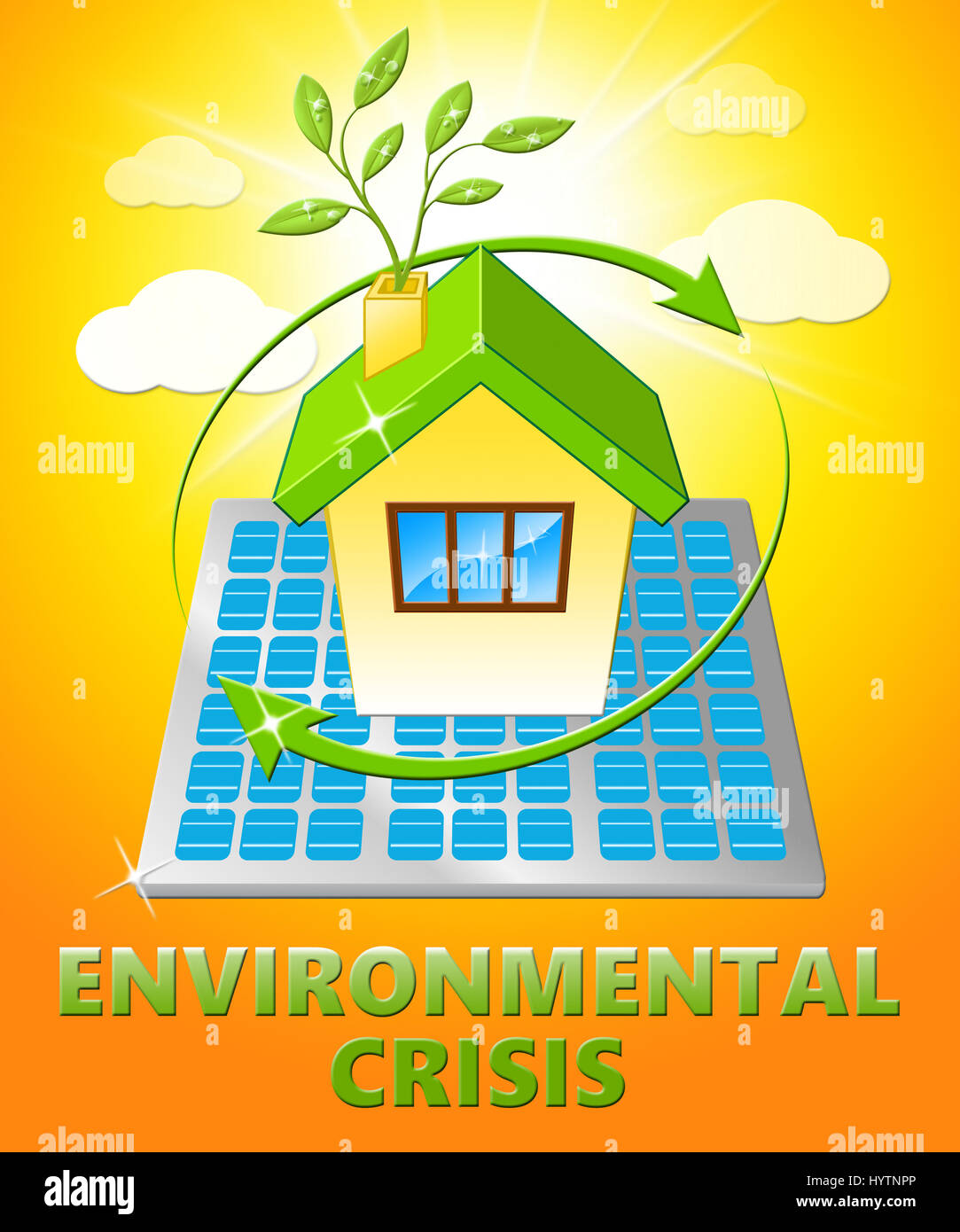 Environmental Crisis House Displays Eco Problems 3d Illustration Stock ...