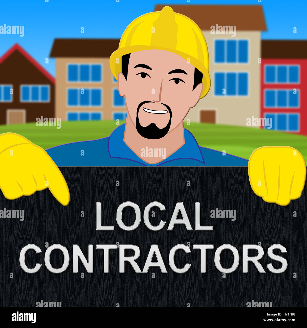 Local Contractors Shows Neighborhood Contractor 3d Illustration Stock ...