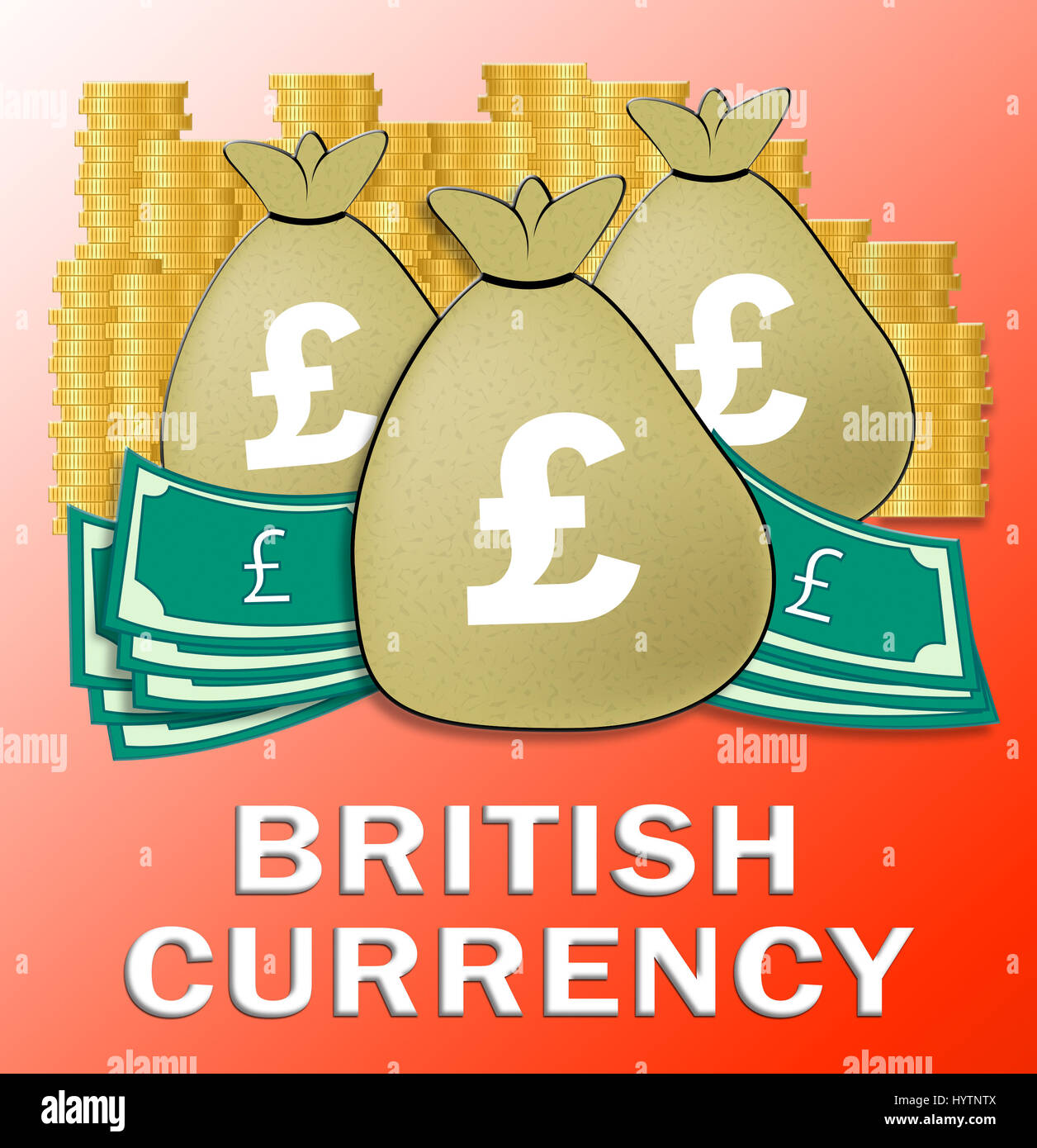 Pound Bags Showing British Currency 3d Illustration Stock Photo - Alamy