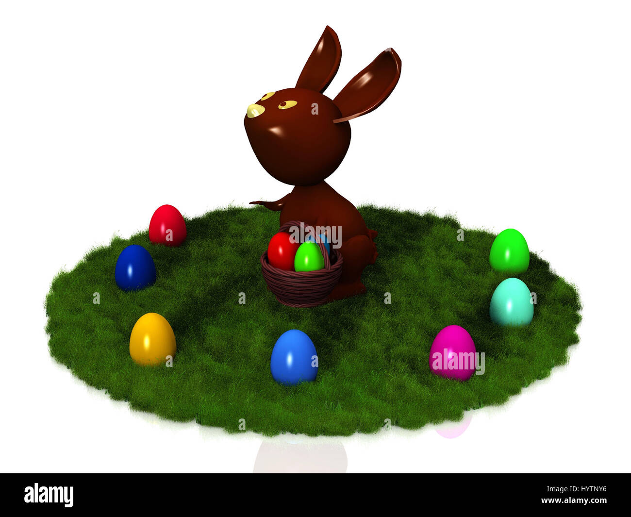 chacolate rabbit with eggs in grass Stock Photo - Alamy