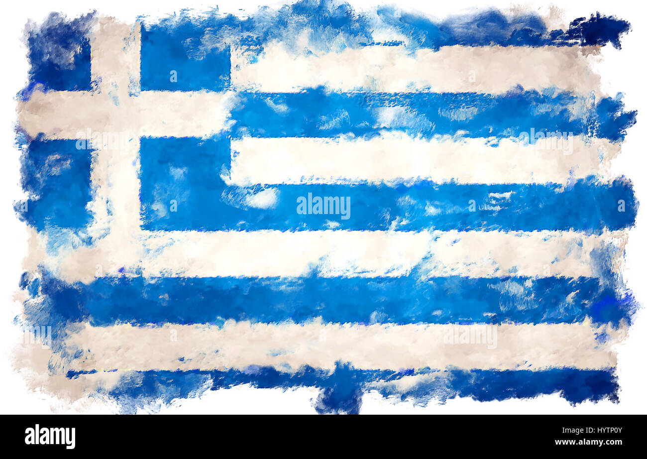 oil painting grunge effected illustration of GREECE flag Stock Photo ...