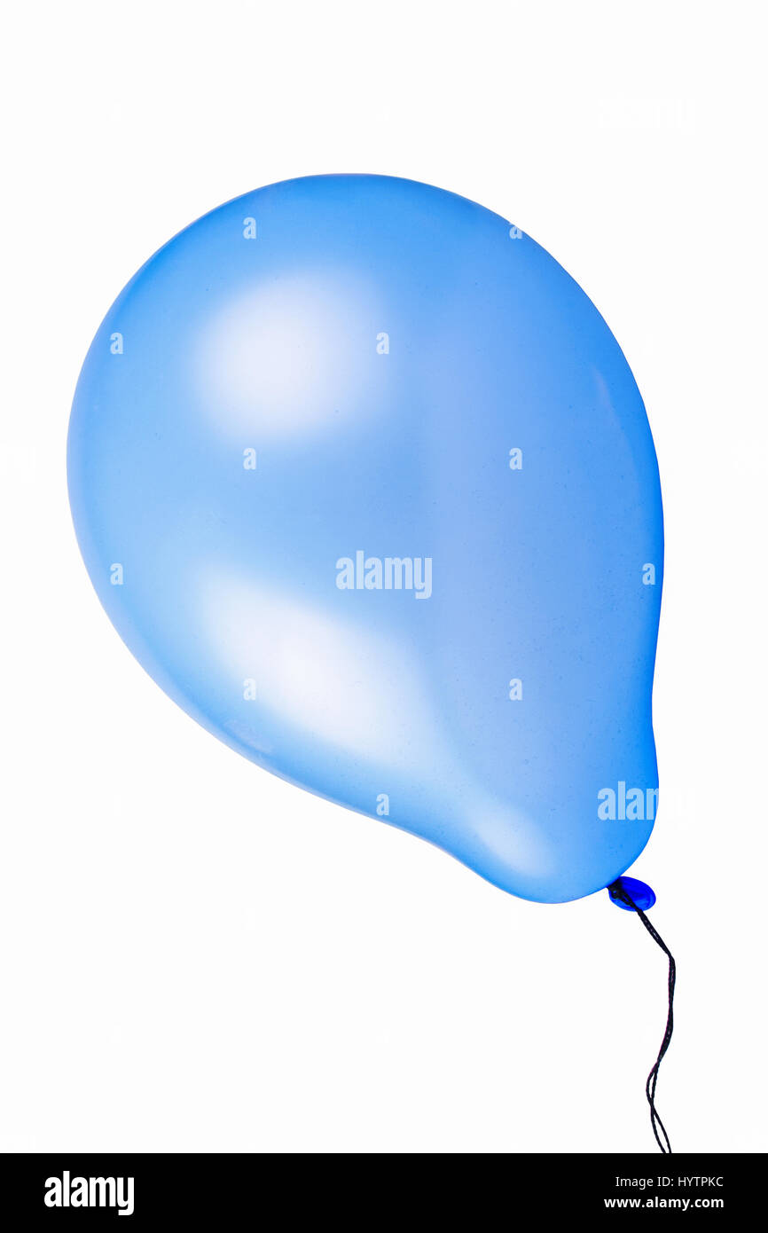Flying single blue balloon isolated on white background Stock Photo - Alamy