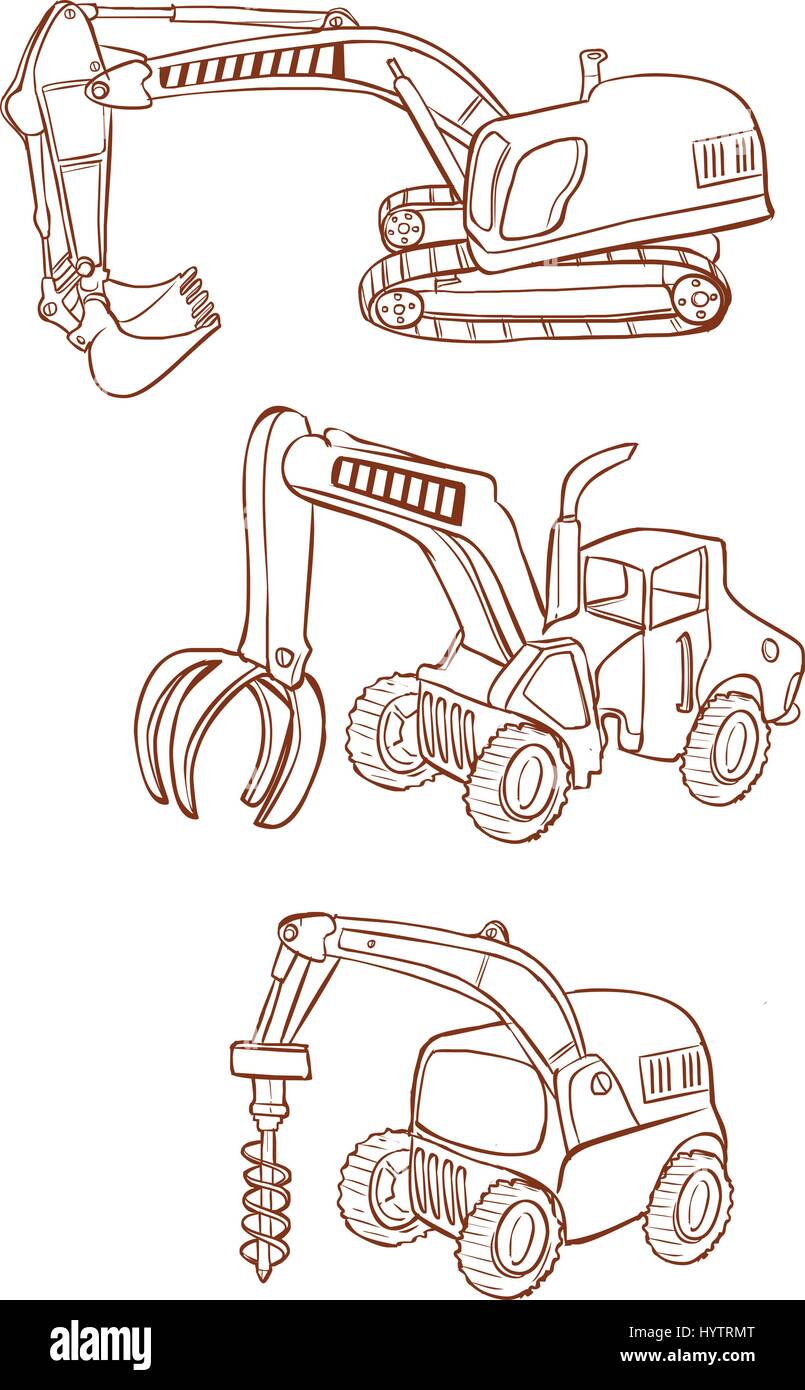white background Vector illustration of a Heavy machines Stock Vector ...