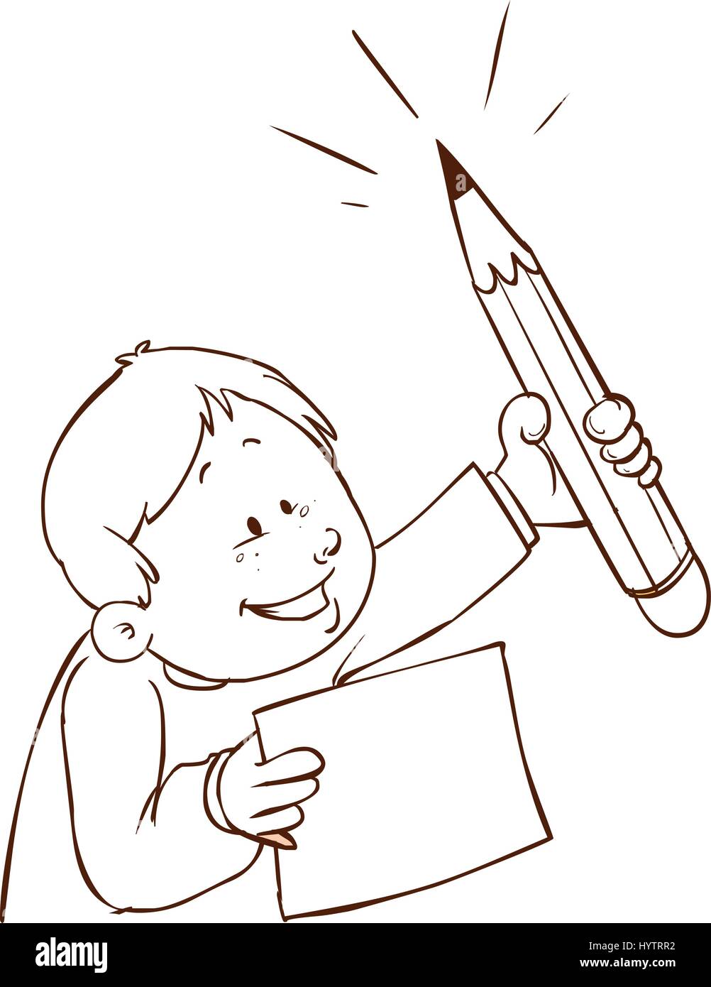 vector illustration of a children and pencil Stock Vector Image & Art ...