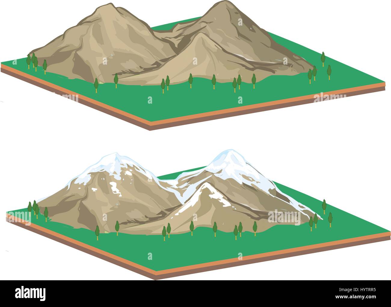 vector illustration of a Isometric Mountain landscape Stock Vector ...