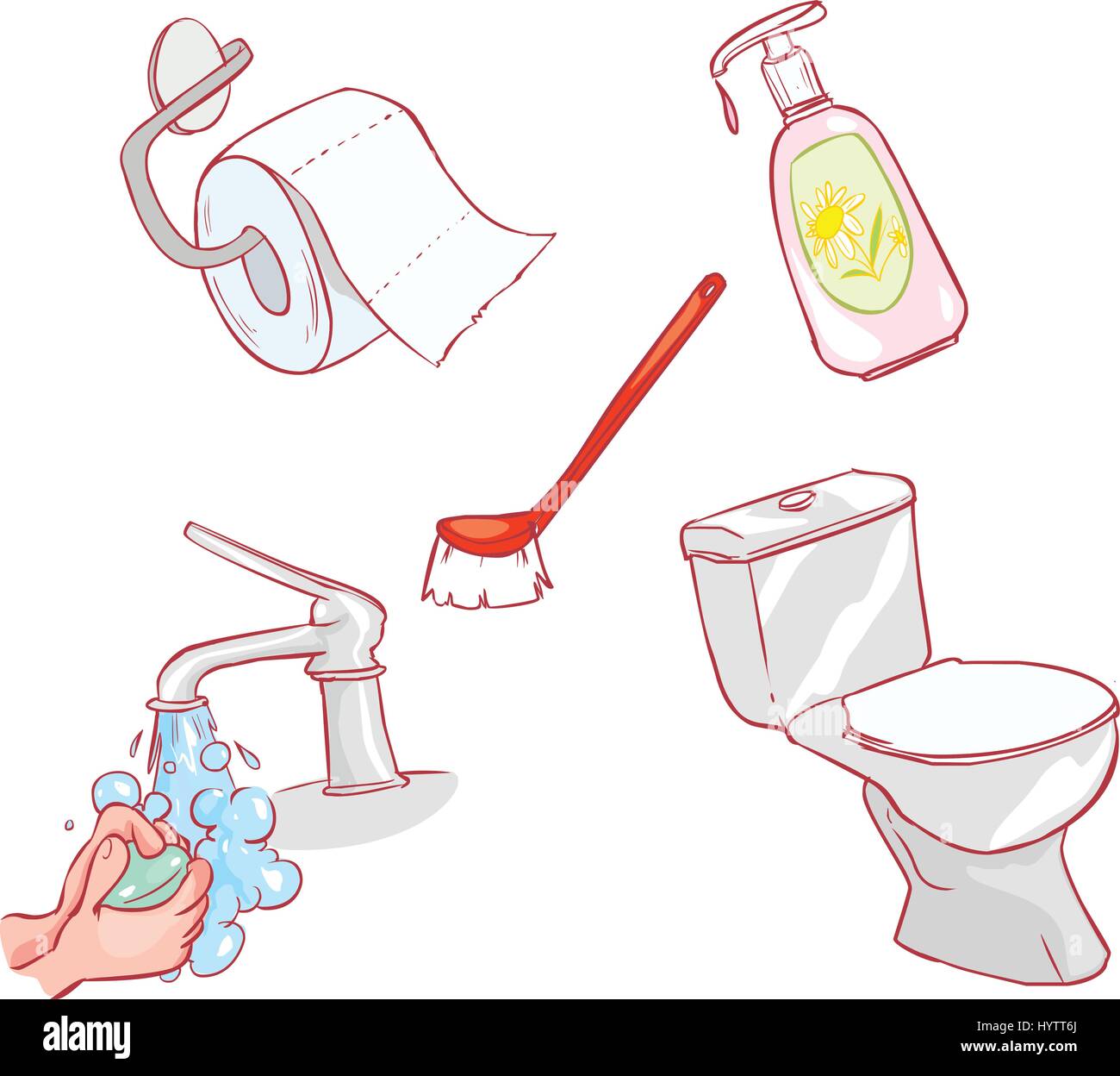 Vector illustration of a All for toilet and cleaning Stock Vector Image ...