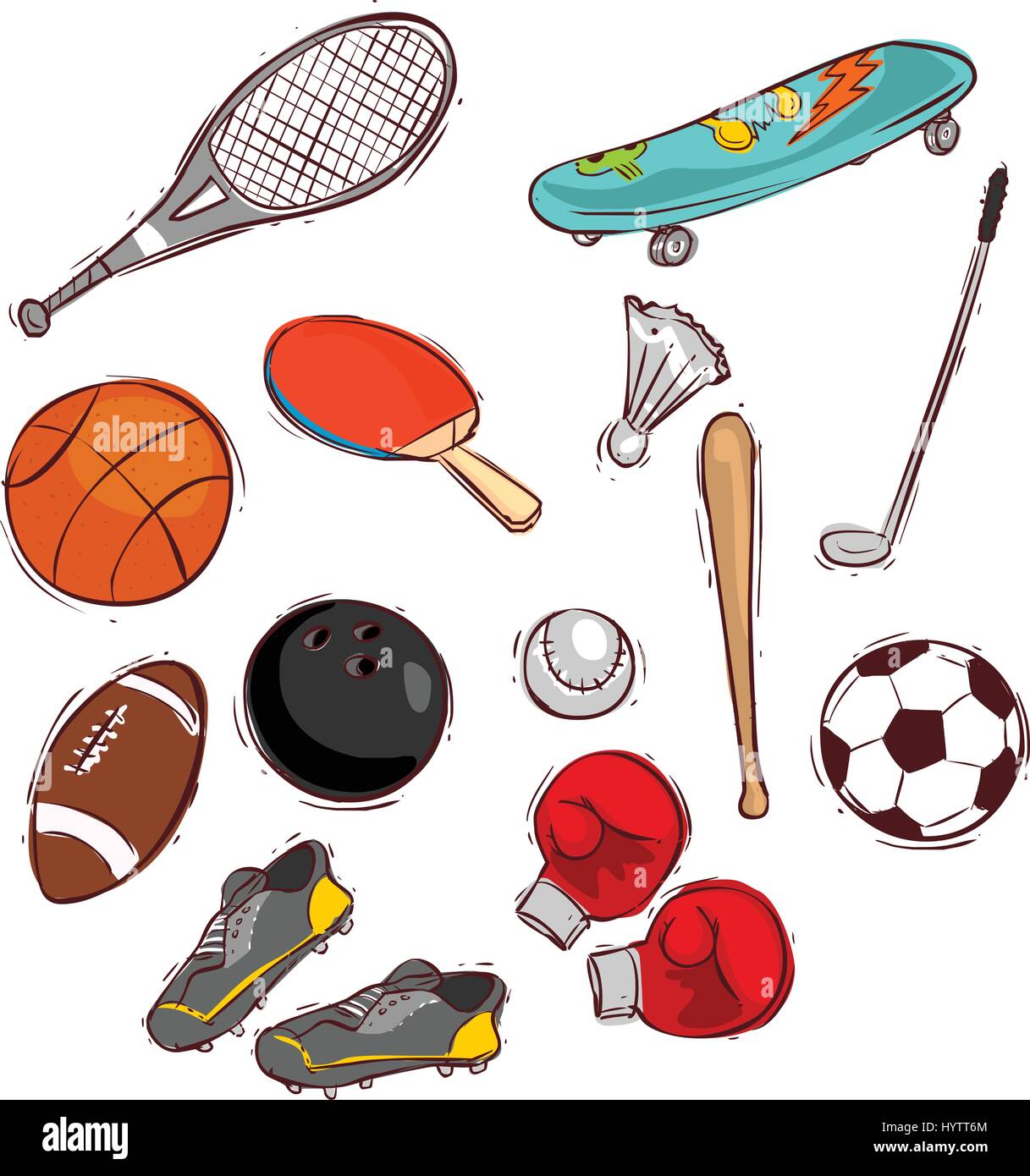 Vector illustration of a Sport balls and equipment Stock Vector Image ...
