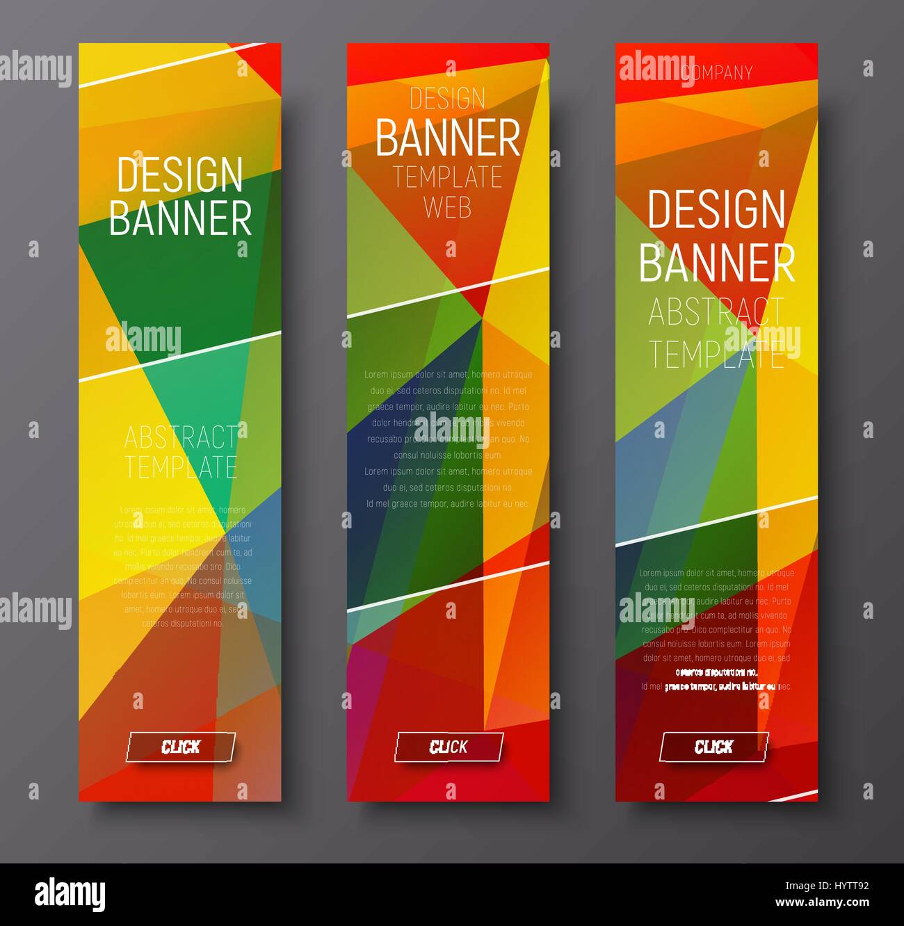 Template of vertical web banners with abstract multi-color polygonal ...