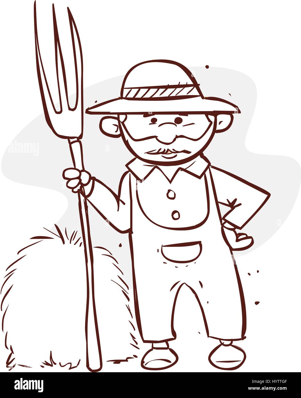 Cartoon farmer holding rake hi-res stock photography and images - Alamy