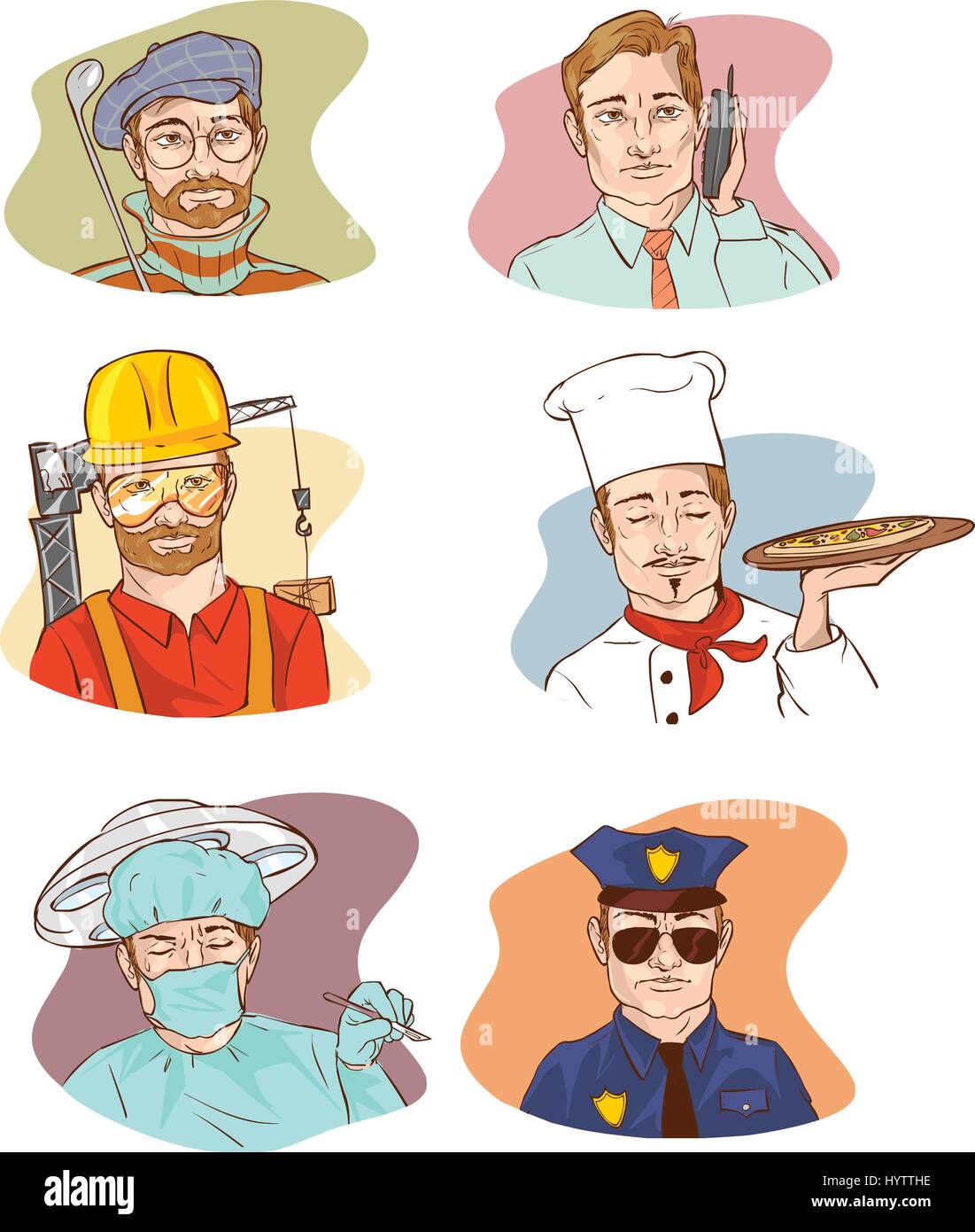 vector illustration of a Occupation Man Characters Happy Smiling Stock ...