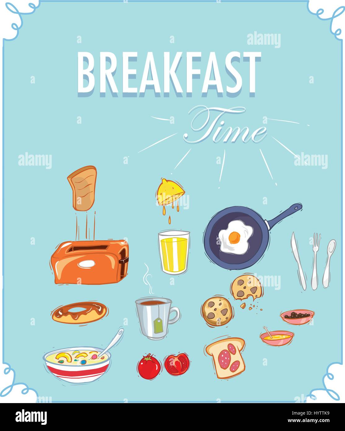 white background vector illustration of a breakfast Stock Vector Image ...