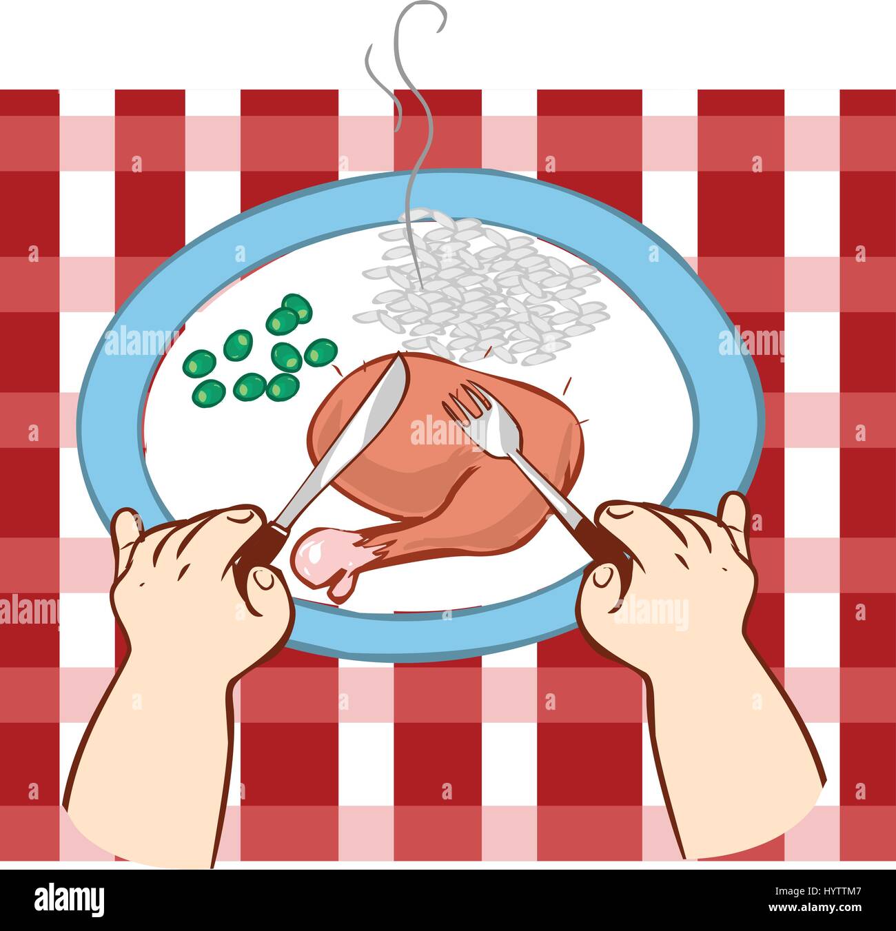 white background vector illustration of a eating at the table Stock ...