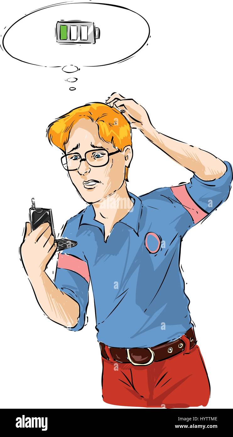 white backgroundvector illustration of a Low Battery - Smart Phone ...