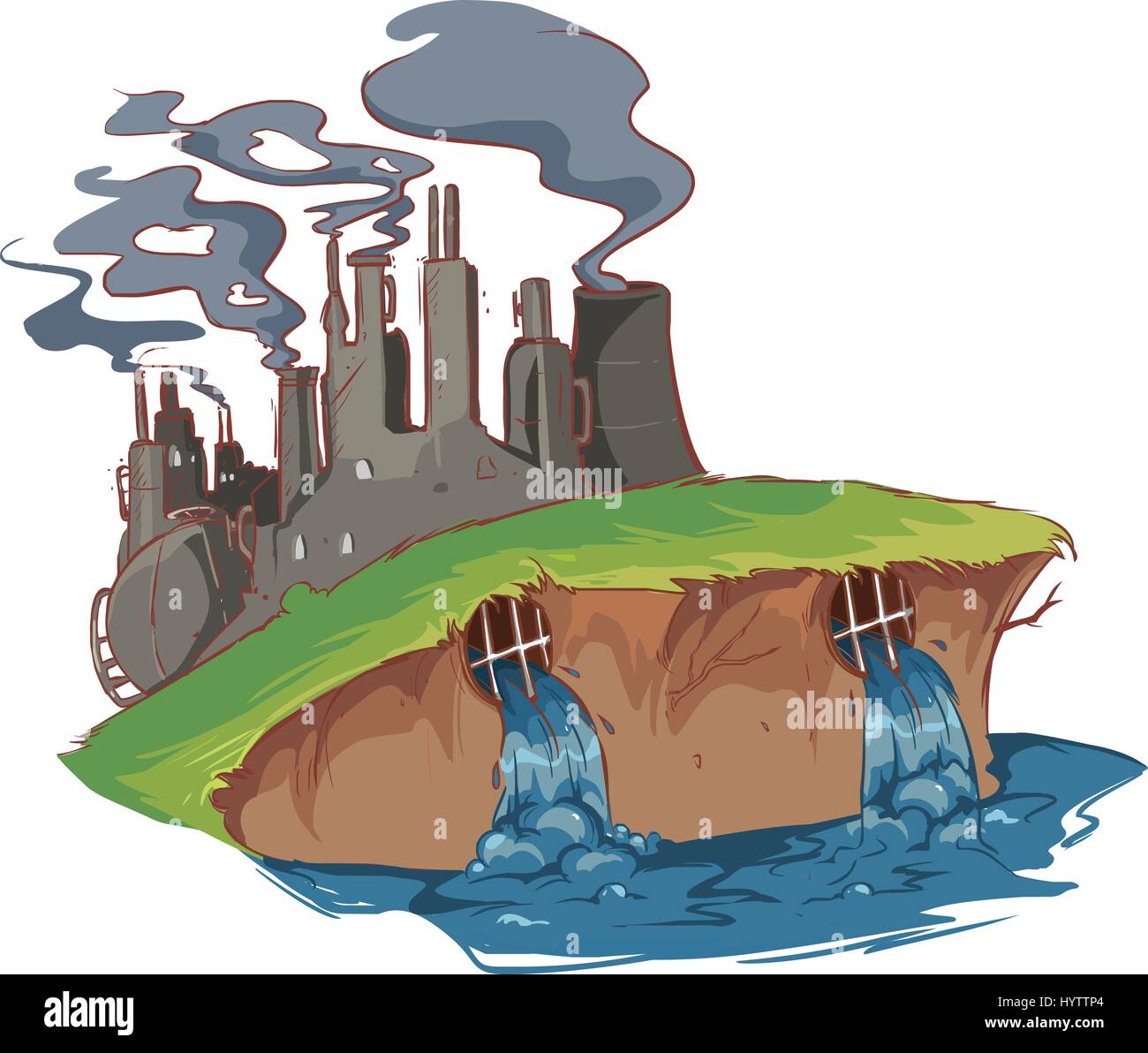 A vector illustration of polluting ecology factory Stock Vector Image ...