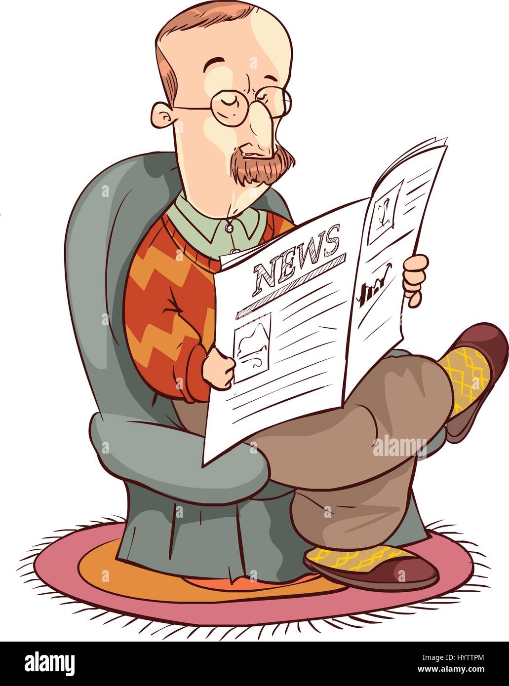 Vector Illustration Of A The Guy Reading Newspaper Stock Vector Image
