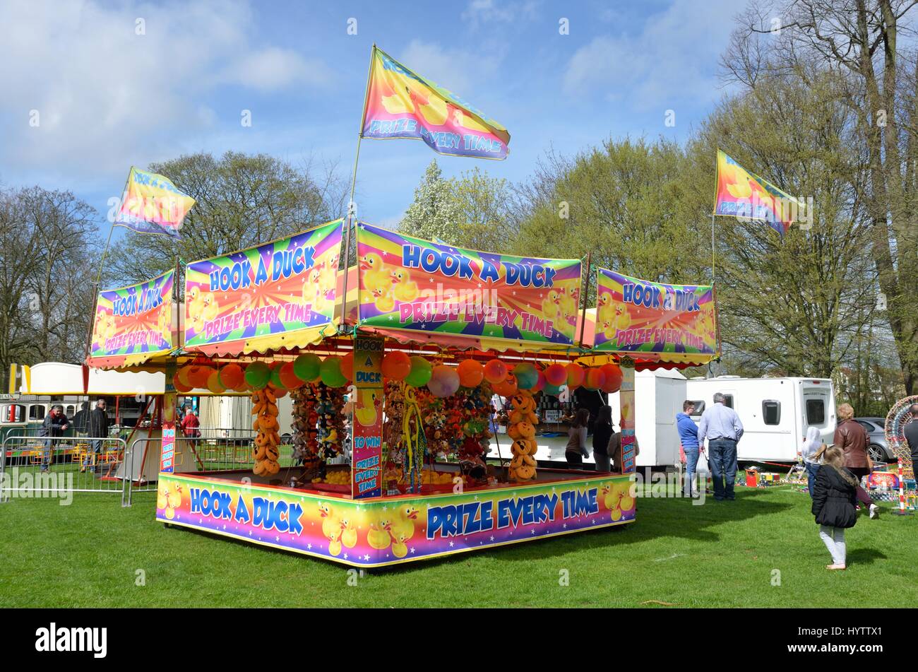 Colchester United Kingdom -1 April 2017: Funfair stall for hook a duck ...