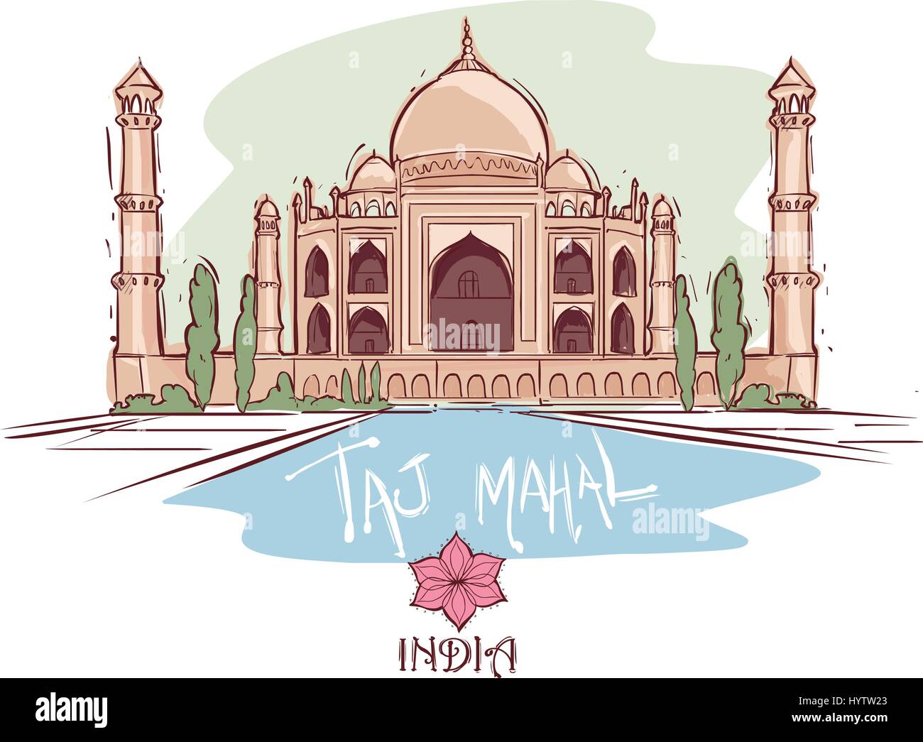 Dawn at the taj mahal Stock Vector Images - Alamy