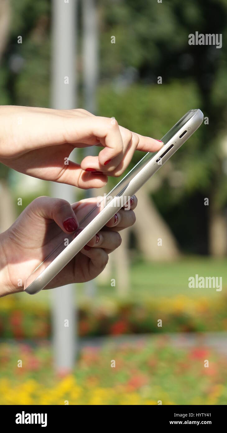 Person Using Tablet Stock Photo - Alamy