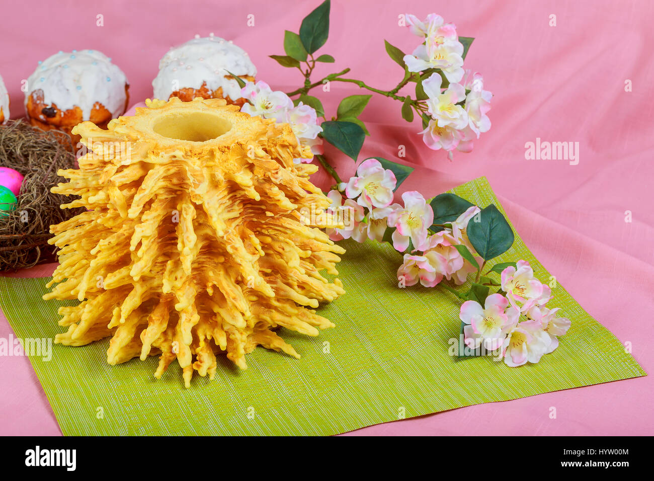 Homemade traditional easter LITHUANIAN SAKOTIS CAKE Kulitch Kulich ...